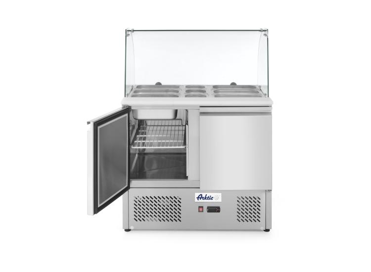 Saladette met 2 deuren en glazen vitrine 300L - RVS - H 130 X 70 X 90 ...