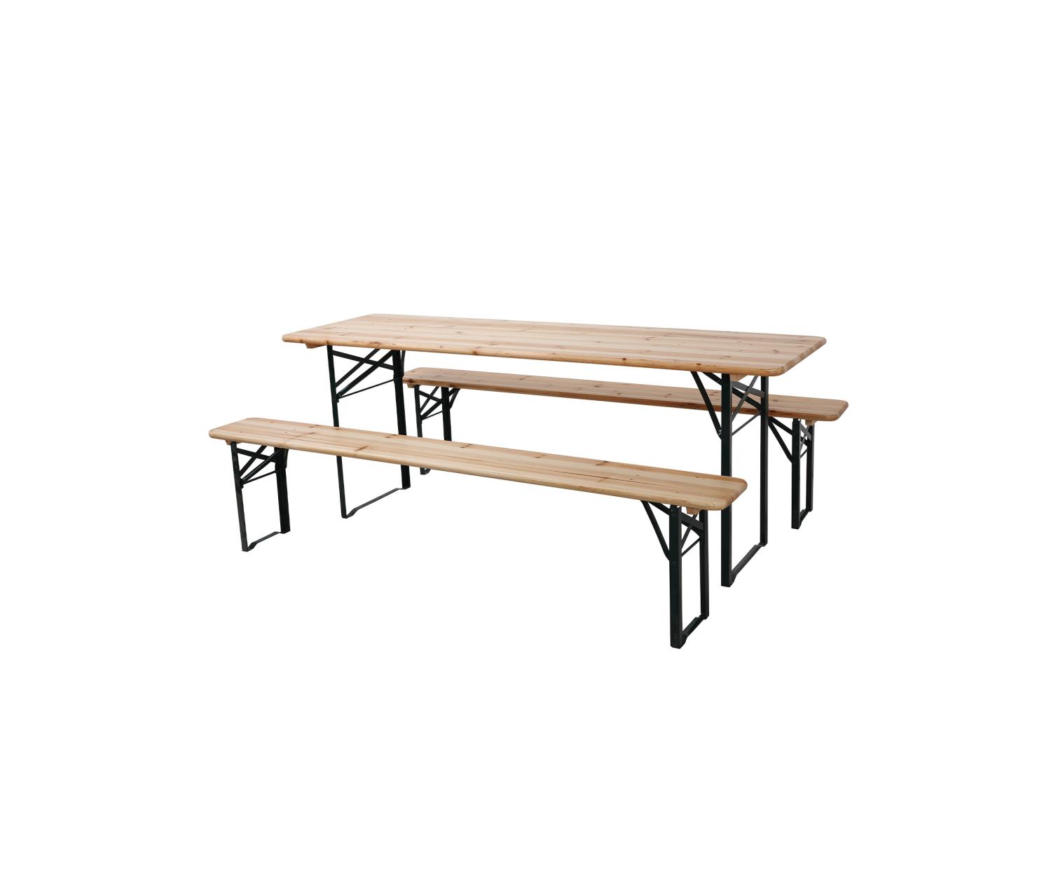 Bierbank Set - 120 x 50 CM - Naturel / Zwart - Gastro