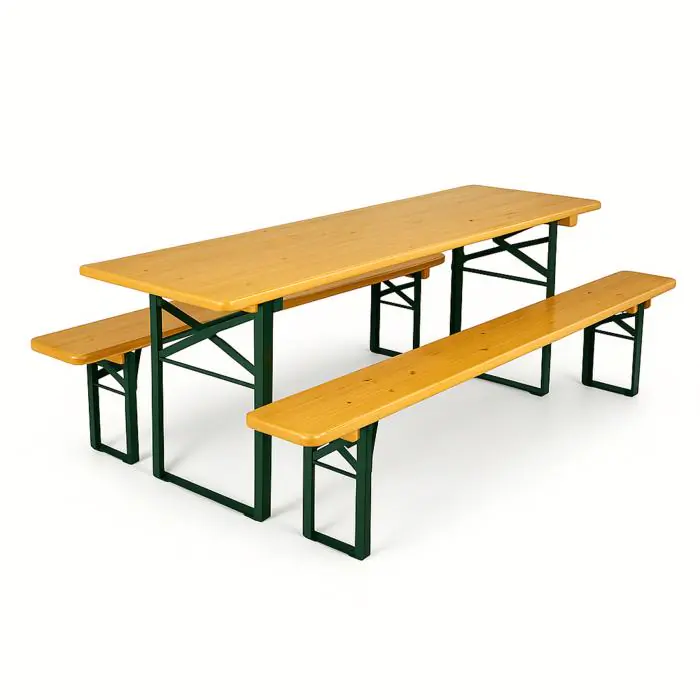 Bierbank Set - Compleet - Inklapbaar Groen Onderstel - Naturel - Hout ...